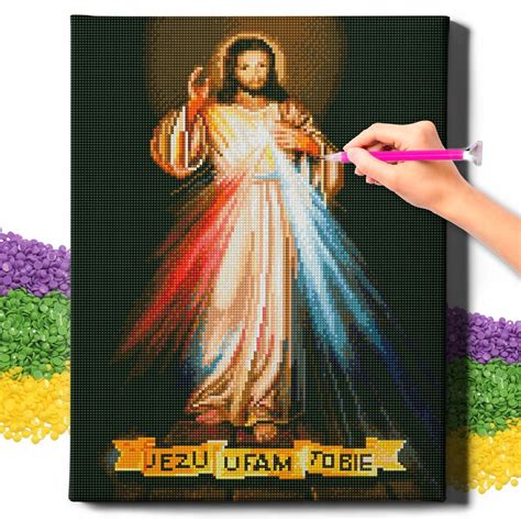 Diamond Painting D Z Ram Haft Diamentowy Du Y Jezus Mozaika X Cm