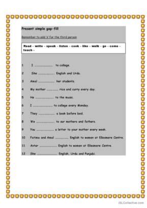 Gap Fill English Esl Worksheets Pdf Doc