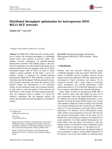 pdf distributed throughput optimization for heterogeneous ieee 802 11 dcf networks
