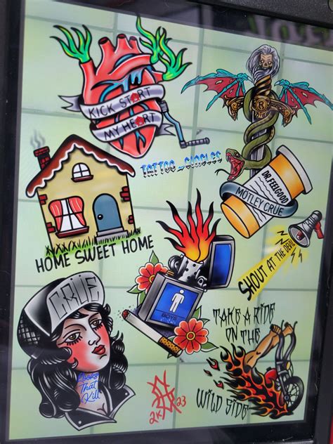 Motley Crue Tattoo Flash Art Print Etsy UK