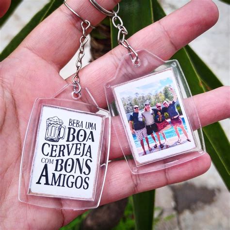 Chaveiro Acrílico Foto 3x4 Personalizados Kit 5 Peças