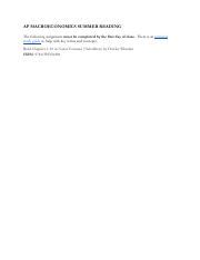 AP MACROECONOMICS SUMMER READING Pdf AP MACROECONOMICS SUMMER READING