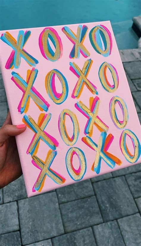 Preppy Xoxo Painting Dorm Paintings Small Canvas Art Dorm Art