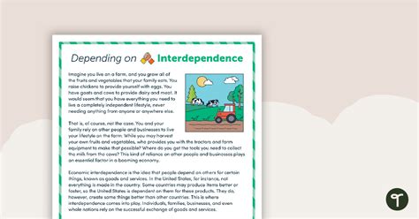 Economic Interdependence Comprehension Task Teach Starter