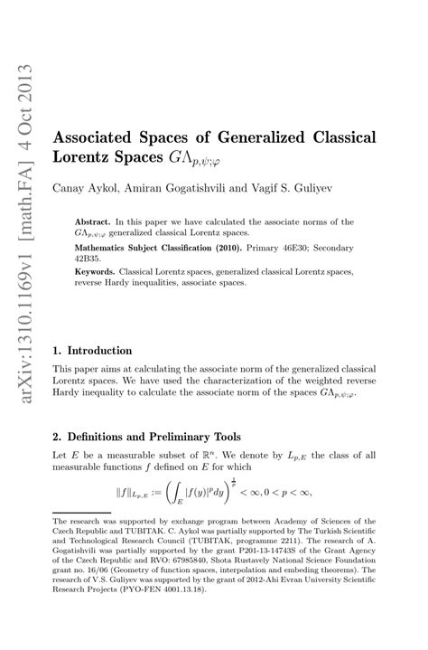 pdf associated spaces of generalized classical lorentz spaces g lambda {p psi varphi}