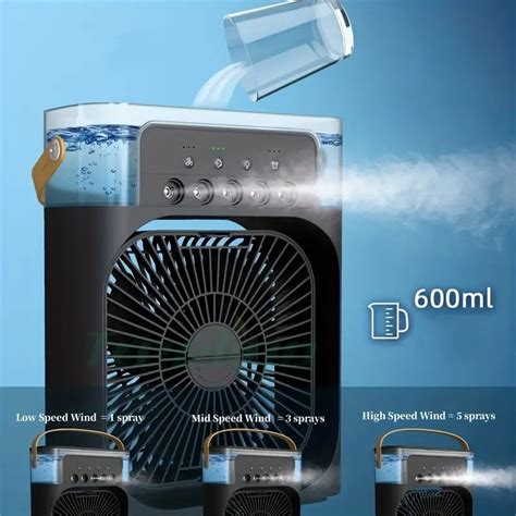 Refrigerador de ar Ventilador Umidificador ALÇA Portátil Led