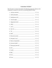 Nomenclature Practice With ANSWER KEY Docx Nomenclature Worksheet