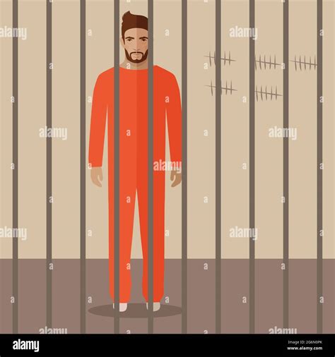dessin animé prisonnier illustration vectorielle plate de la cellule