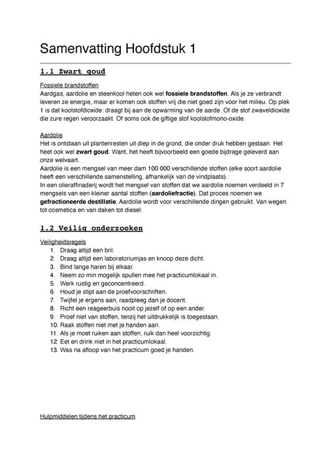 Vwo Scheikunde Samenvatting Hoofdstuk Samenvatting Hoofdstuk