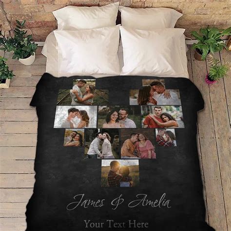 Jessemade FR Couverture plaids polaire amour 2 Prénoms Personnalisé