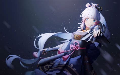 Kamisato Ayaka Genshin Impact 4k Pc Desktop Hintergrundbild Kostenlos