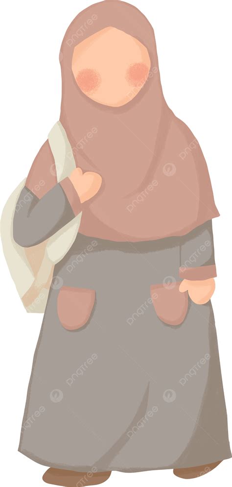 Niña De La Escuela Musulmana Hijab Velo Con Mochila Ilustración De