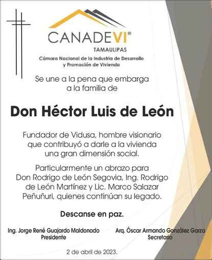 Sr Héctor Luis de León Torres Obituario Esquela