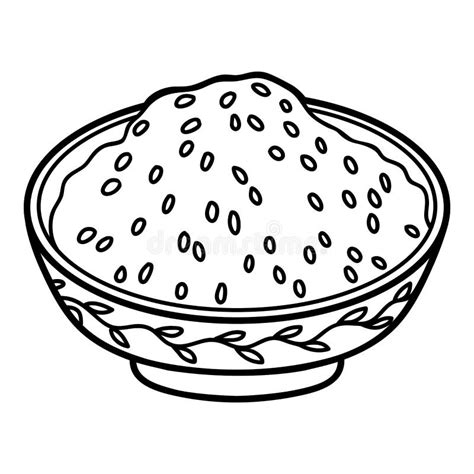 Libro De Colorear Cuenco De Arroz Cocido Al Vapor Ilustraci N Del