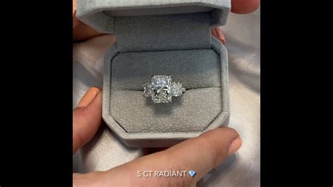 5 Carat Radiant Cut Diamond Three Stone Engagement Ring YouTube