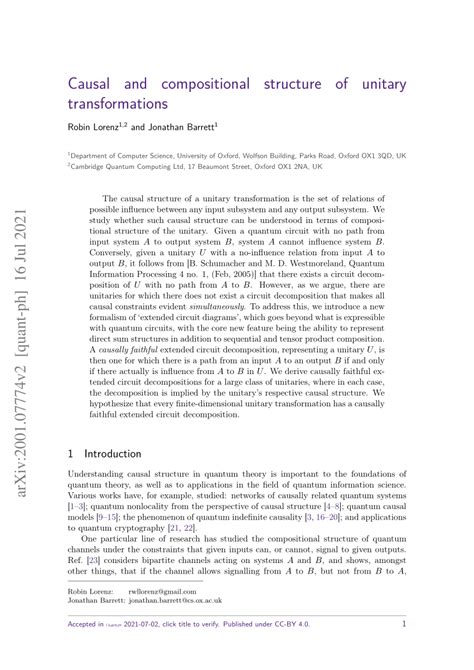 pdf causal and compositional structure of unitary transformations