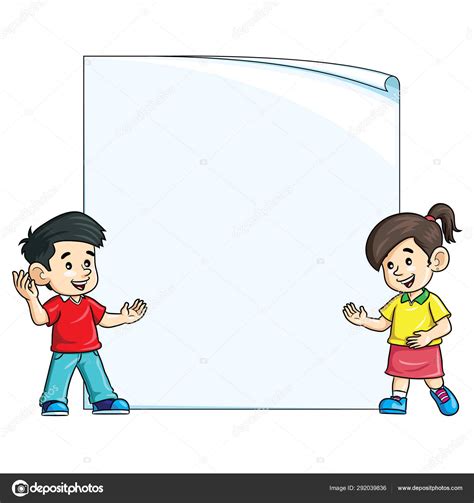 Ilustraci N Lindos Ni Os Dibujos Animados Plantilla Papel Vector De