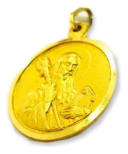 Medalla Oro 18k San Benito Dije Oro Con Santo Y Cruz Relieve Cuotas