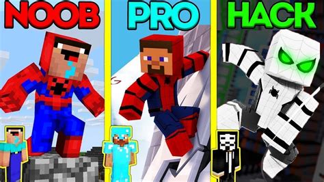 Minecraft Battle NOOB Vs PRO Vs HACKER SPIDERMAN TURNING CHALLENGE