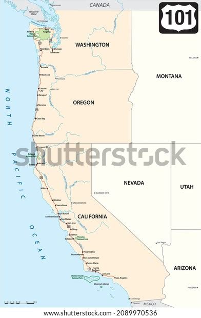 Pacific Coast Highway Map Photos Images Pictures Shutterstock