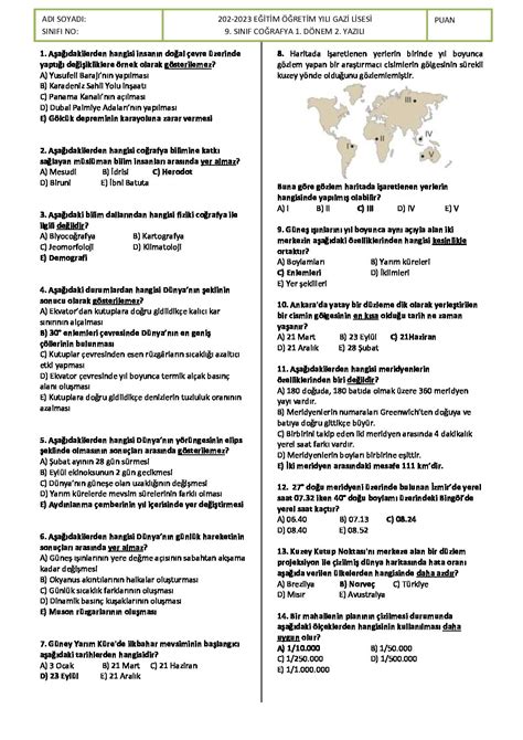 Sinif Co Rafya D Nem Yazili Pdf Cevapli Sosyal Bilgiler