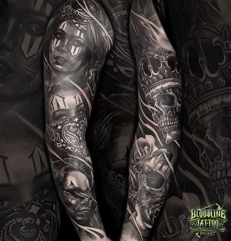 Chicano Girls Skulls Arm Sleeve Sleeve Tattoos Skull Sleeve
