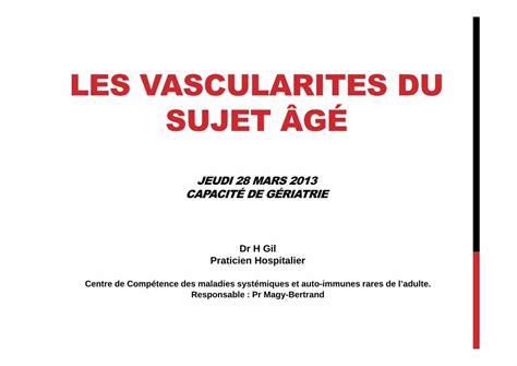 PDF LES VASCULARITES DU SUJET ÂGÉ CHRU Accueil Maladie de