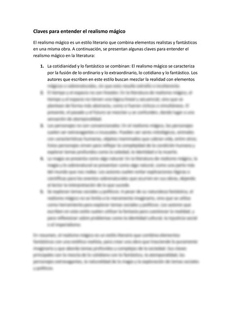 SOLUTION Claves Para Entender El Realismo M Gico Studypool