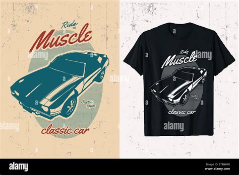 American Muscle Classic Car Vector T Shirt Design Vintage Black And