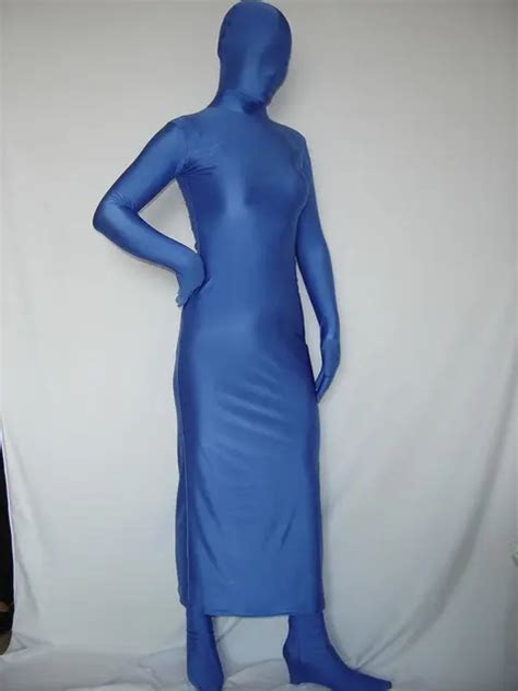 Full Body Lycra Spandex Zentai Light Blue Bodysuit Dress S M L Xl Xxl