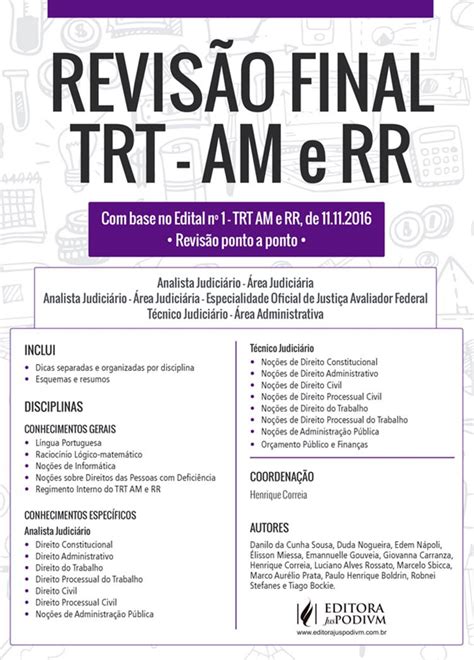 Revis O Final Trt Regi O Am E Rr Dicas Ponto A Ponto Do Edital