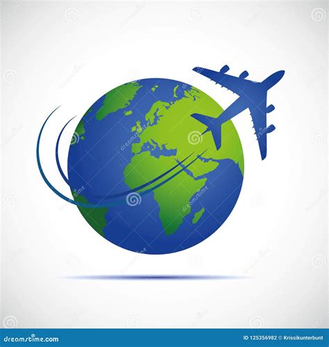 Airliner Flying Around Globe Stock Illustrations 173 Airliner Flying