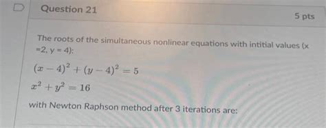 solved the roots of the simultaneous nonlinear equations