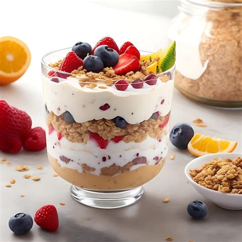 Parfait De Iogurte Frutas E Granola Foto Premium