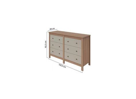 Cômoda Horizontal 6 Gavetas Maggiore New Lopas Carvalho Naturale Off