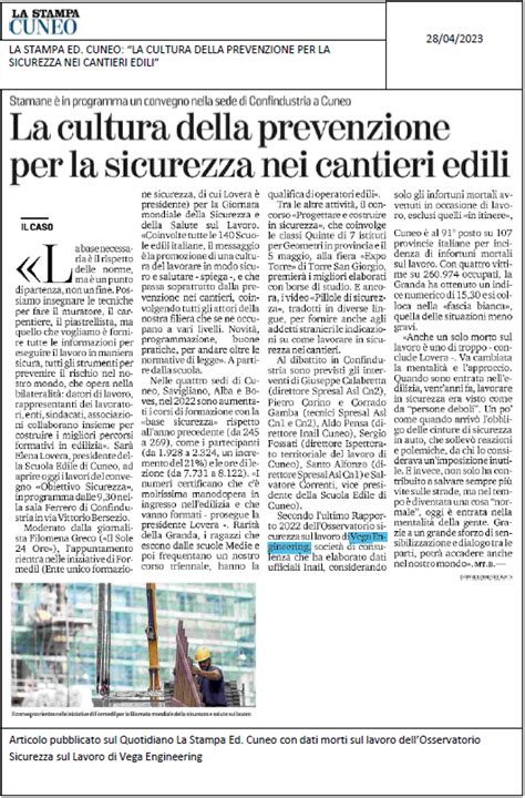 LA STAMPA ED CUNEO La Cultura Della Prevenzione Per La Sicurezza