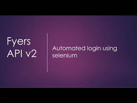 Python Algo Trading Fyers Api V Automated Login Youtube