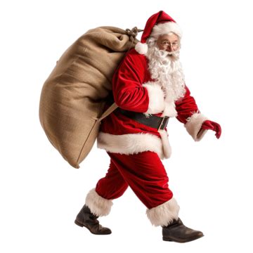 Santa Claus Carrying Big Bag Cartoon Natale Adult PNG Transparent