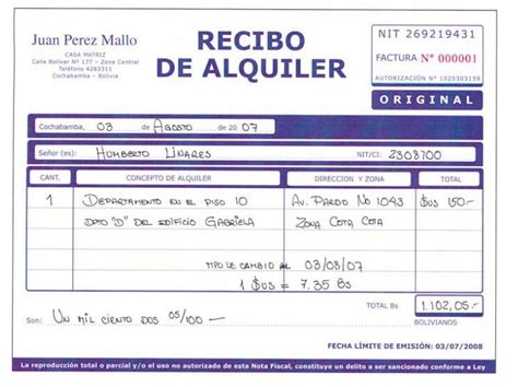 Recibo De Pago De Renta Mensual Image To U