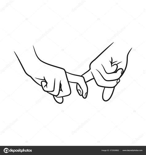 Hands Couple Line Art Illustration Hands Holding Together Stock Vector