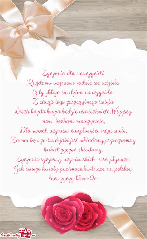 Życzenia dla nauczycieli Darmowe kartki