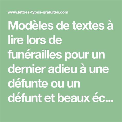 Modèles de textes à lire lors de funérailles pour un dernier adieu à