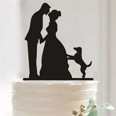 Wedding Party Silhouette Cake Topper Bride And Groom Black Acrylic