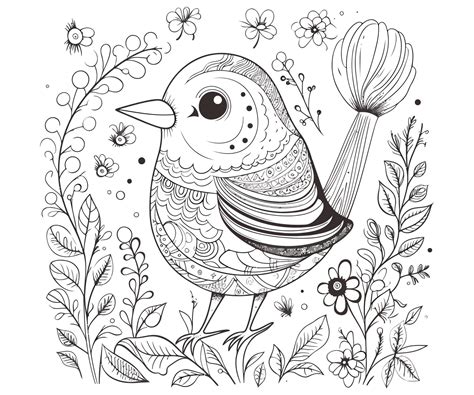 Cute Bird House Coloring Page 22539437 Vector Art At Vecteezy