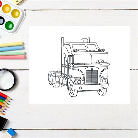 Bundle 2 5 Printable Semitruck Big Rig Coloring Pages 5 Semi Truck