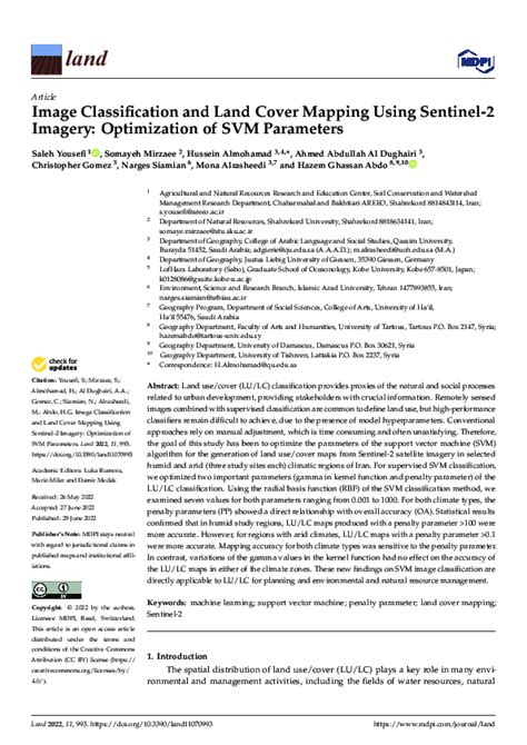 pdf image classification and land cover mapping using sentinel 2 imagery optimization of svm