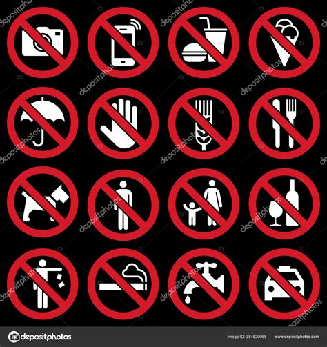 Signos Prohibici N Sobre Fondo Negro Stock Vector By Nikolae
