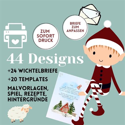 44 Wichtel Designs 24 BRIEFE 20 Designs Zum Ausdrucken Schnell Und