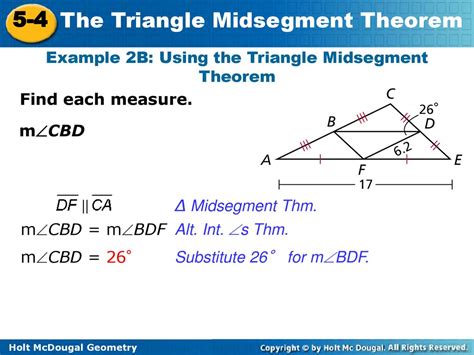 5 4 the triangle midsegment theorem warm up lesson presentation ppt download