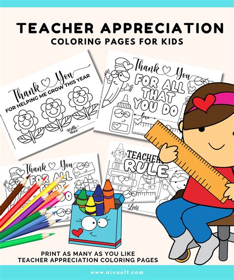 Teacher Appreciation Coloring Pages PDF Printables Aifactory Clipart